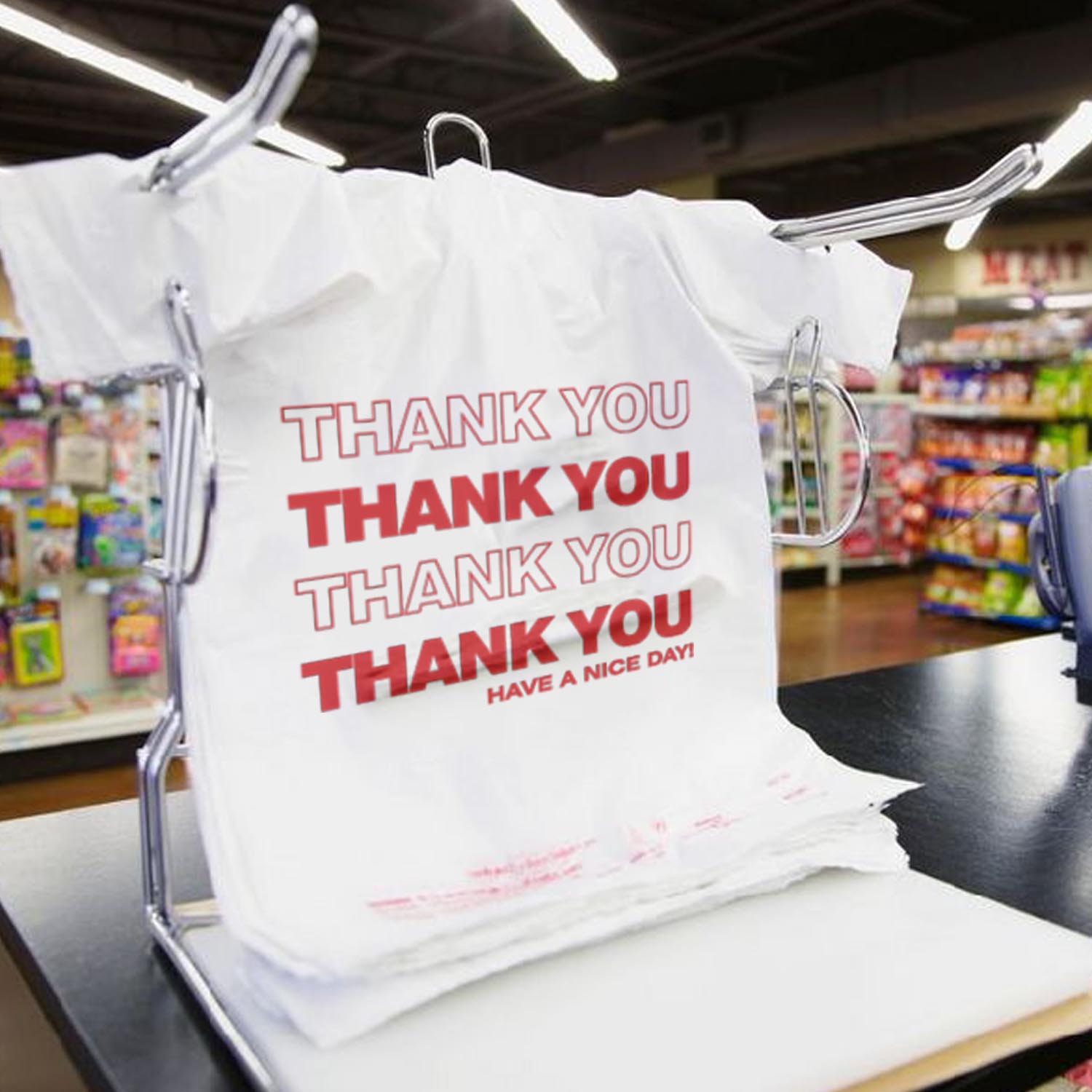 White T-Shirt Thank You Bags – Bulk Shopping Bags for Retail & Restaurants